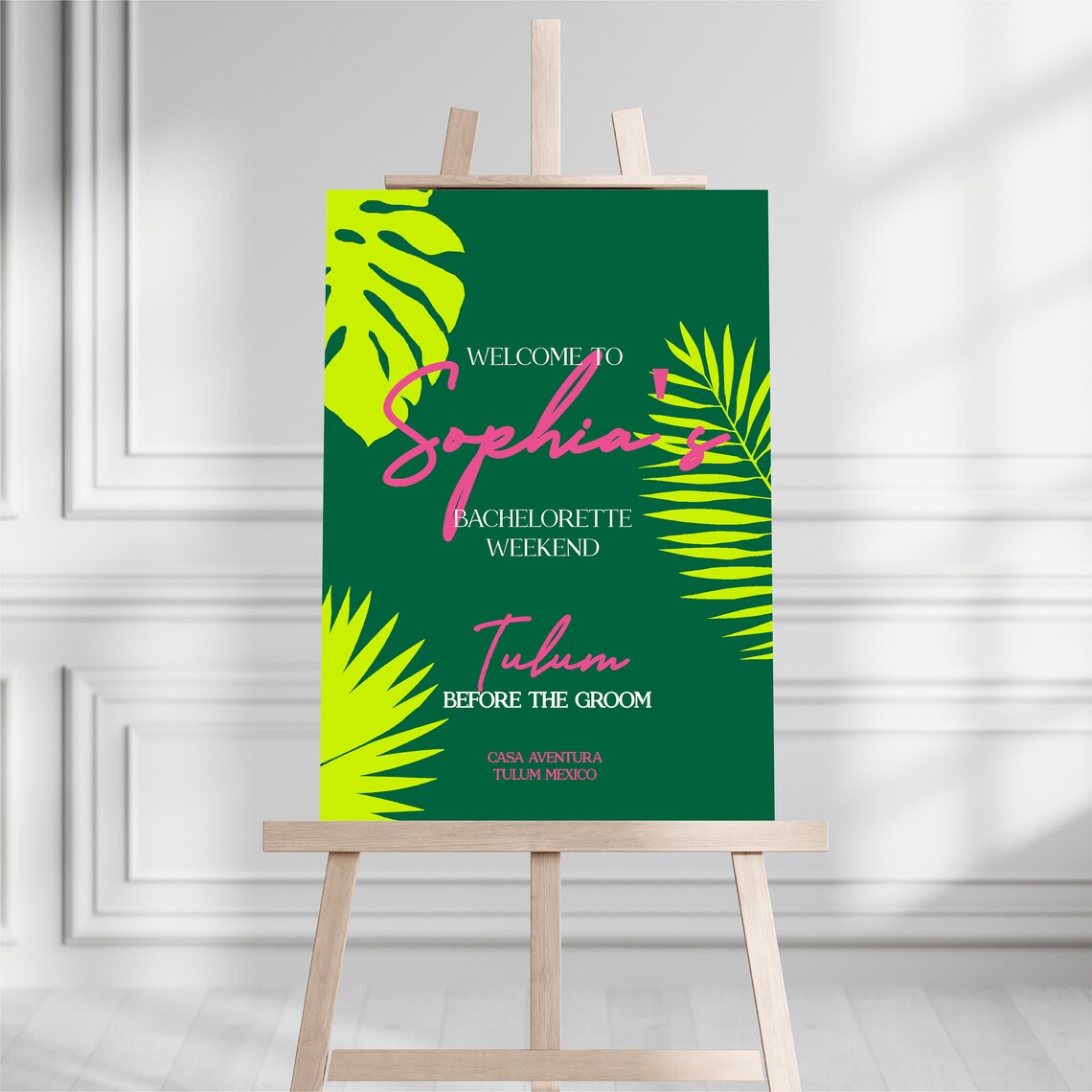 Tulum Bachelorette Welcome Sign, Tropical Leaf Decor (digital Download ...
