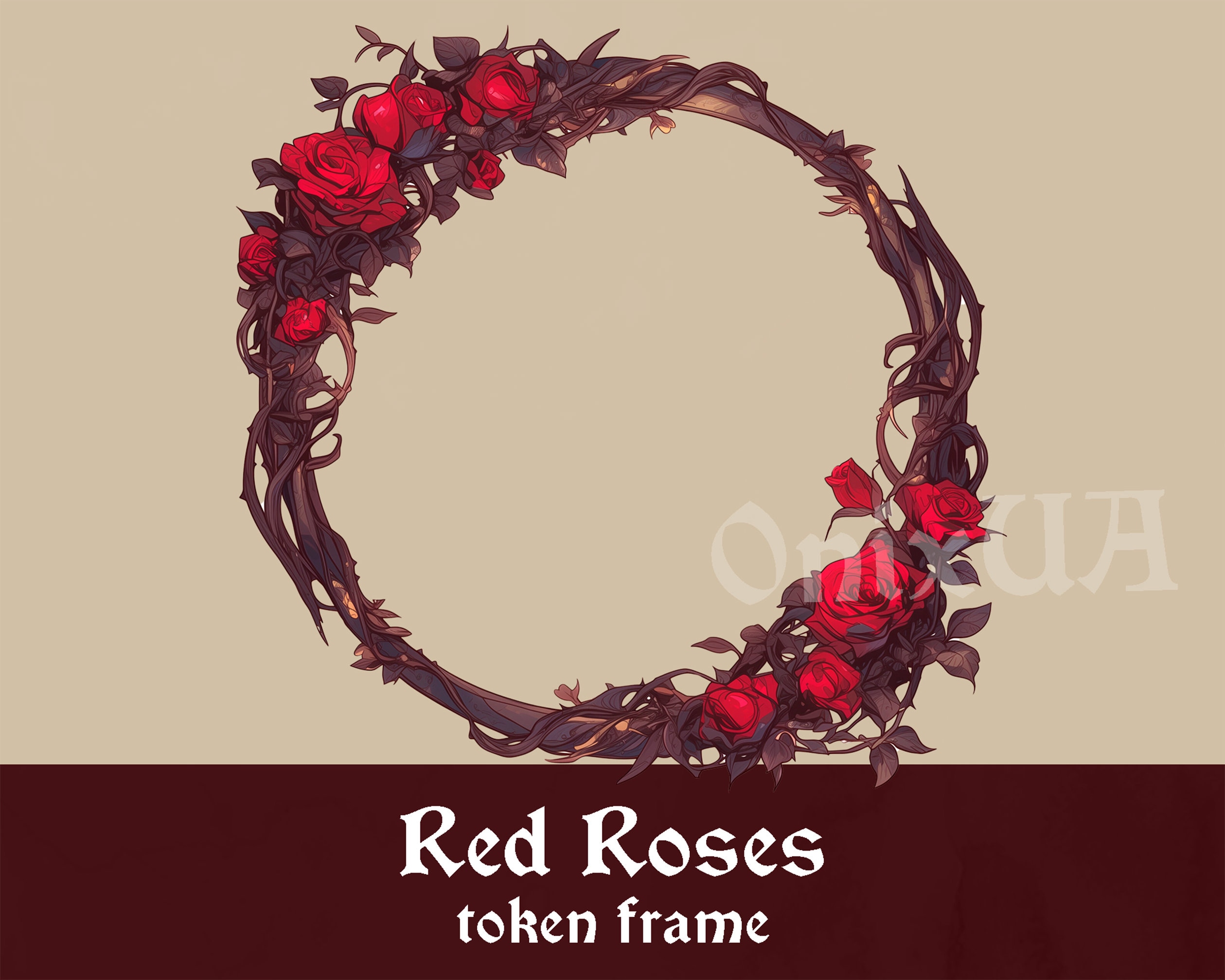 Red Roses D&D Token Frame. Digital Flowers Token Border for Dungeons ...