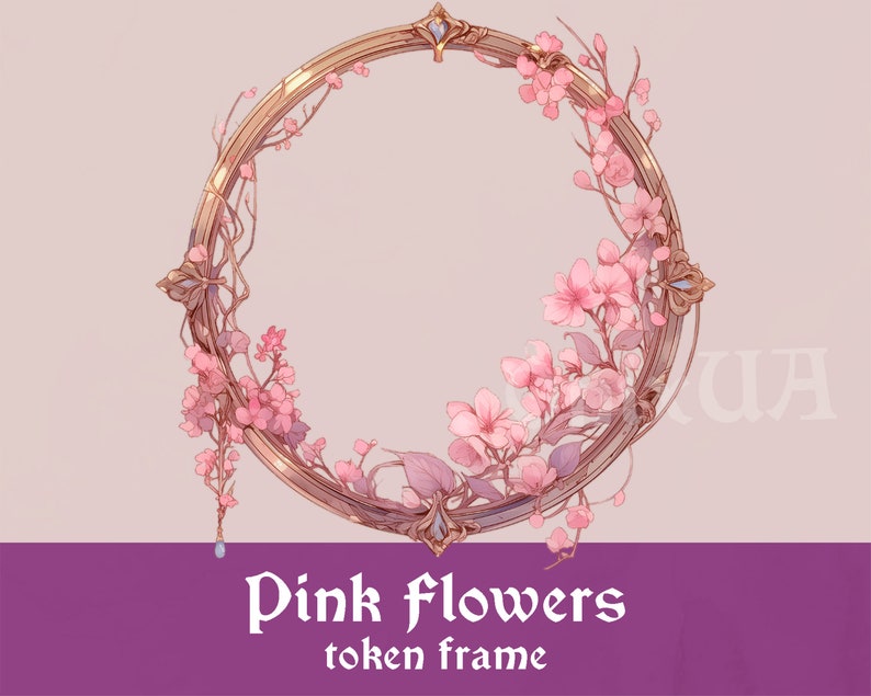 Pink Flowers D&D Token Frame. Digital Flowers Token Border for Dungeons ...