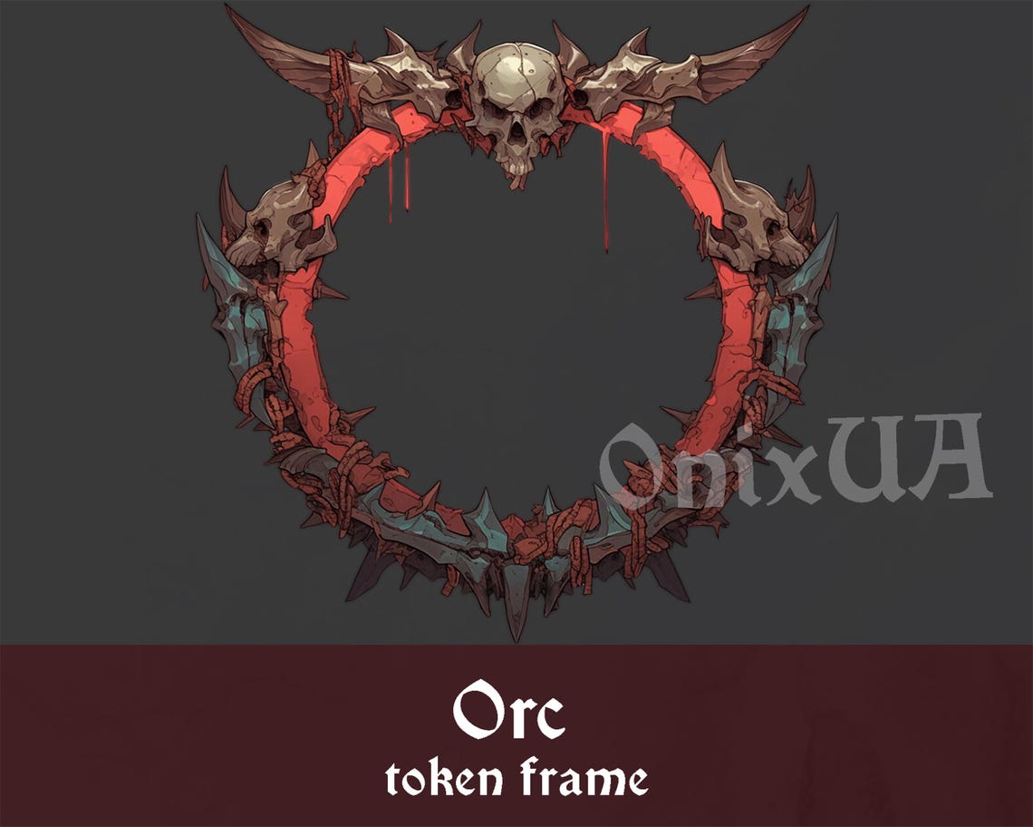 Orc D&D Token Frame. Half-orc Barbarian Warrior Digital Token for ...