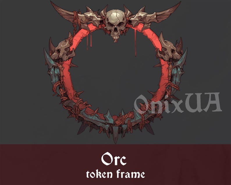Orc D&D Token Frame. Half-orc Barbarian Warrior Digital Token for ...
