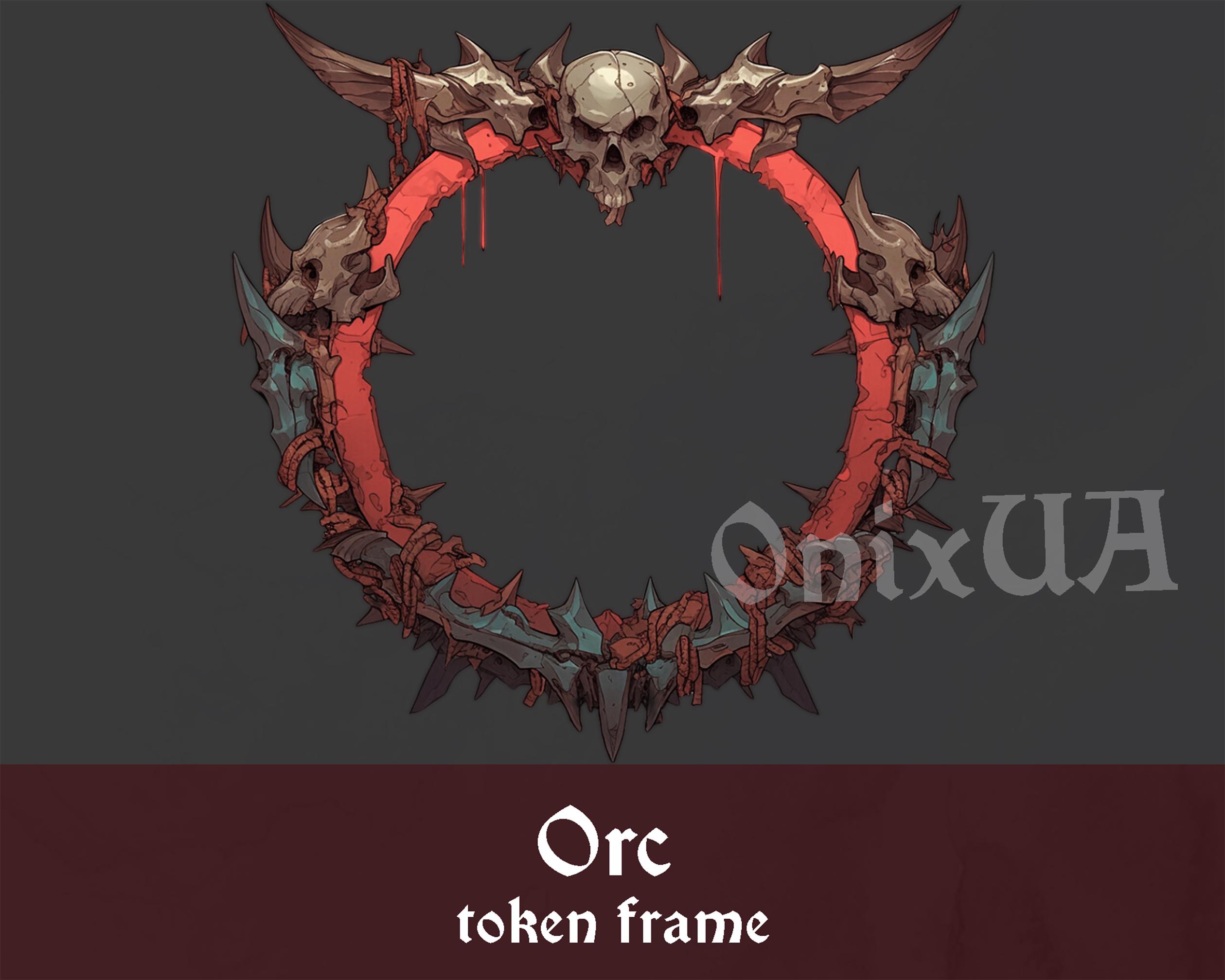 Orc D&D Token Frame. Half-orc Barbarian Warrior Digital Token for ...
