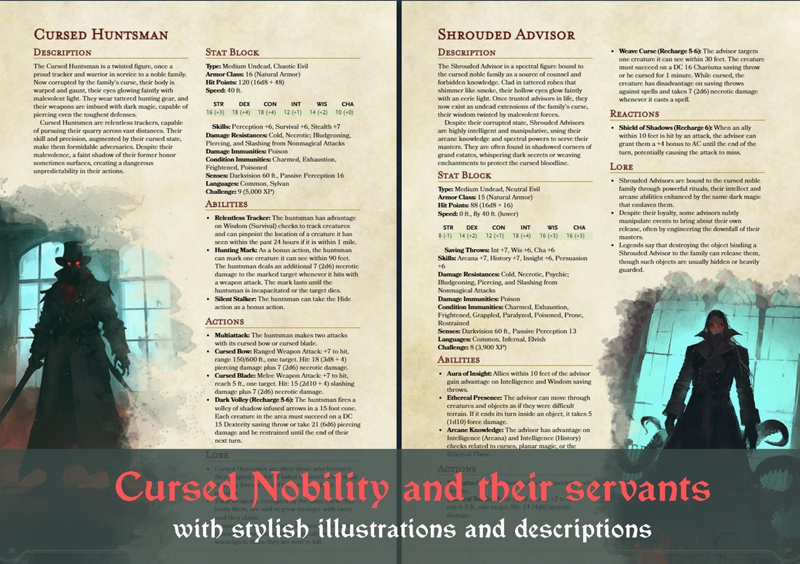 Dark Fantasy Monster Manual for Dnd | Nocturnal Horrors: Bestiary of ...