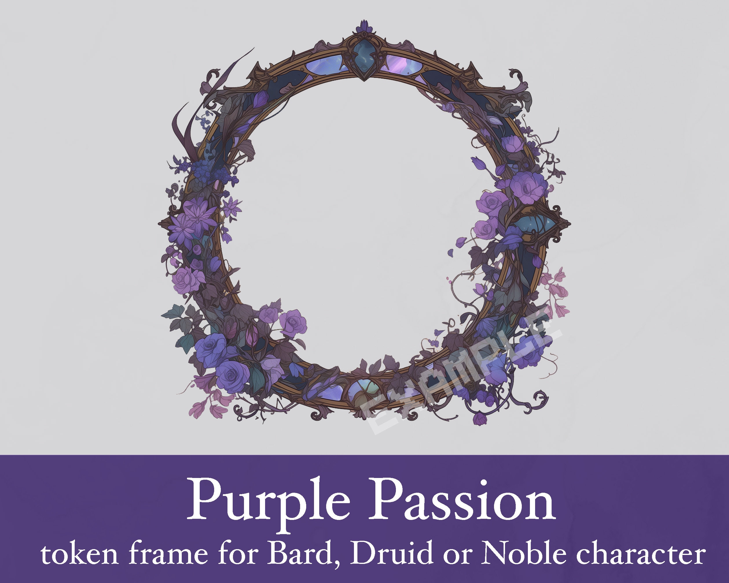 Purple Passion D&D Token Frame With Flowers. Best for Bard, Druid or ...
