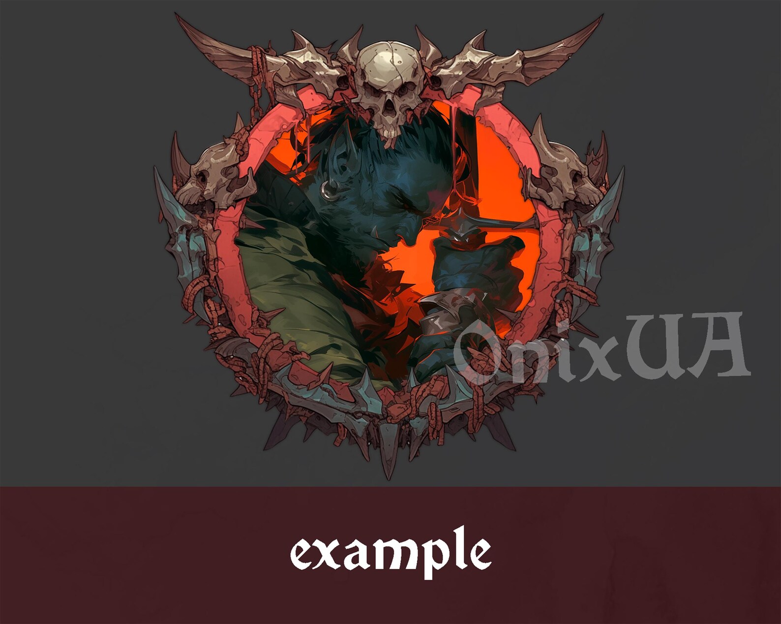 Orc D&D Token Frame. Half-orc Barbarian Warrior Digital Token for ...