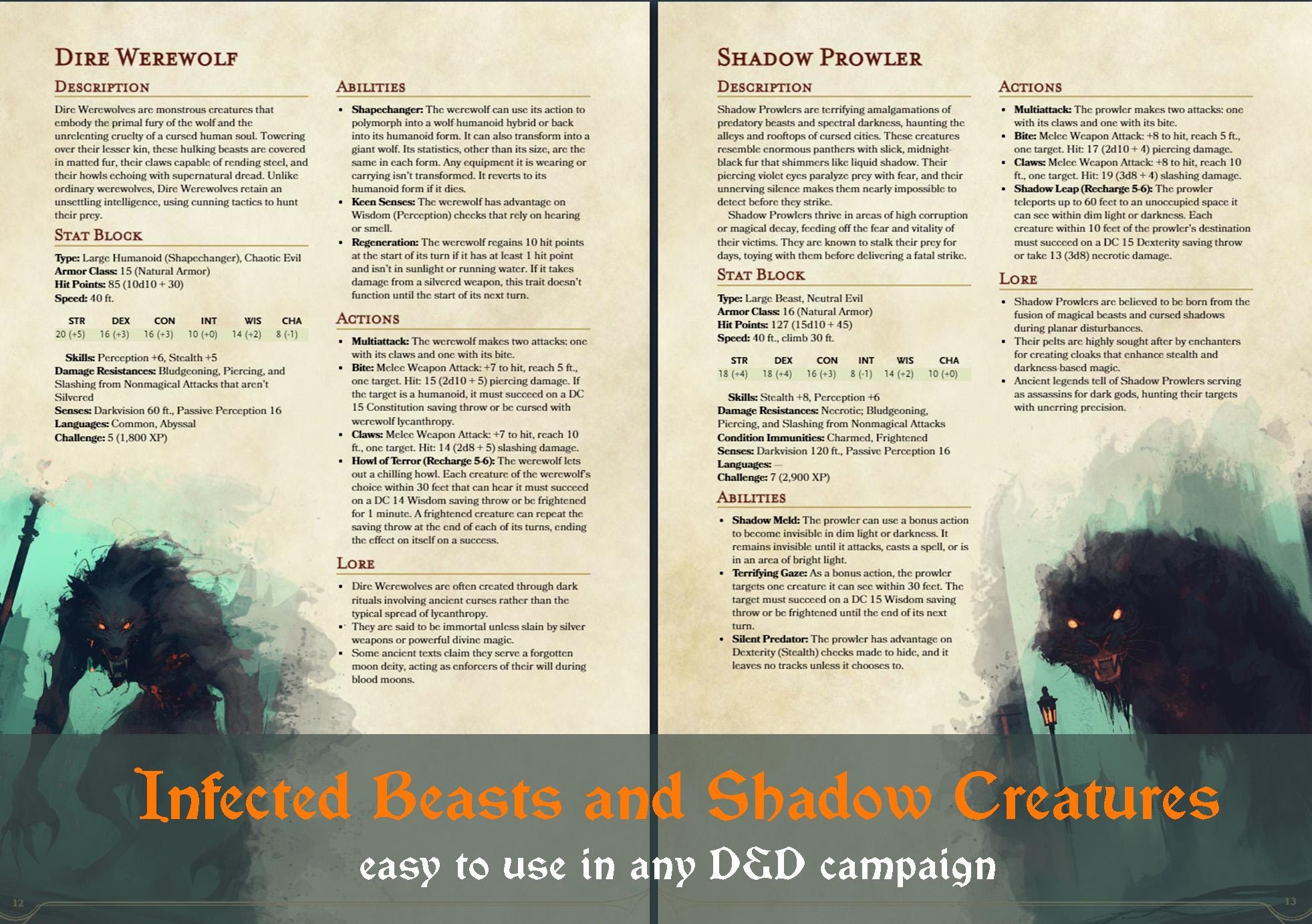 Dark Fantasy Monster Manual for Dnd | Nocturnal Horrors: Bestiary of ...