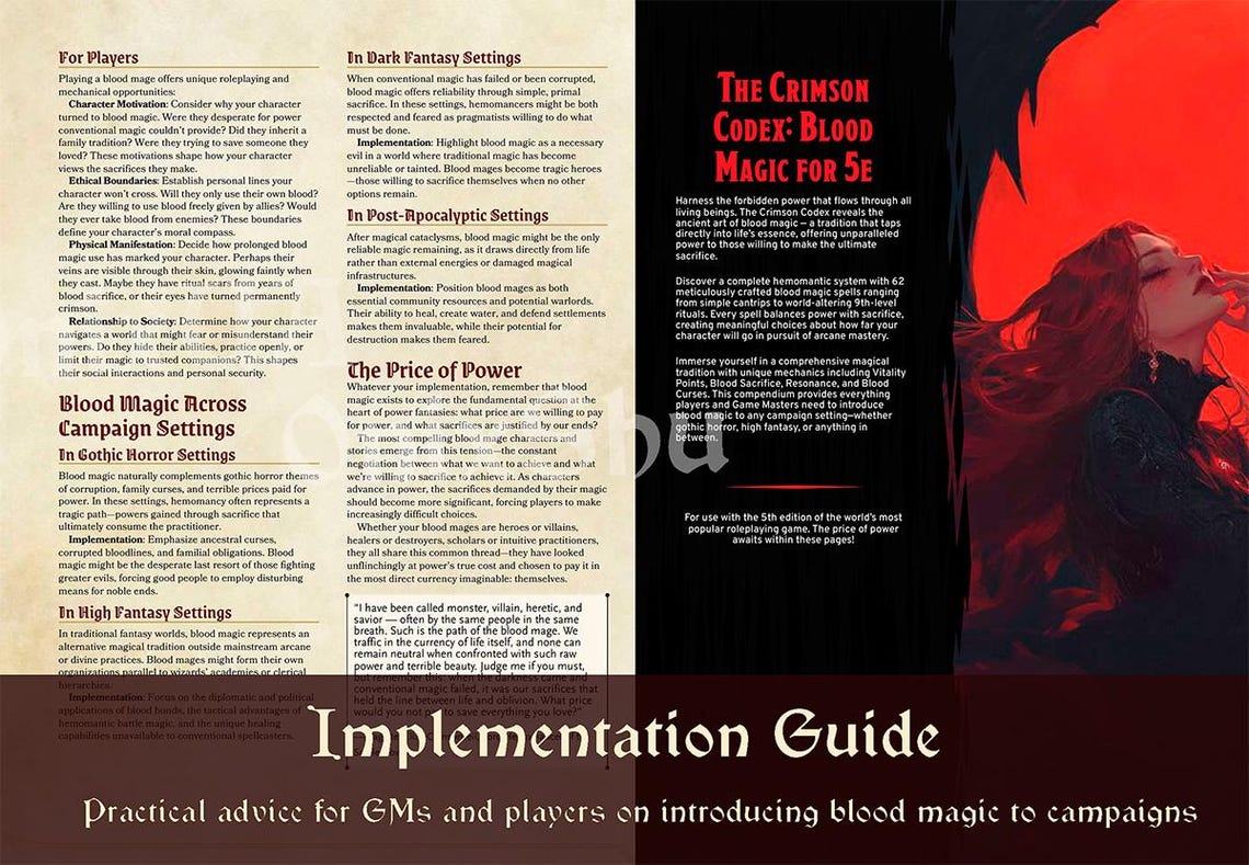 The Crimson Codex: Blood Magic for 5e - Etsy