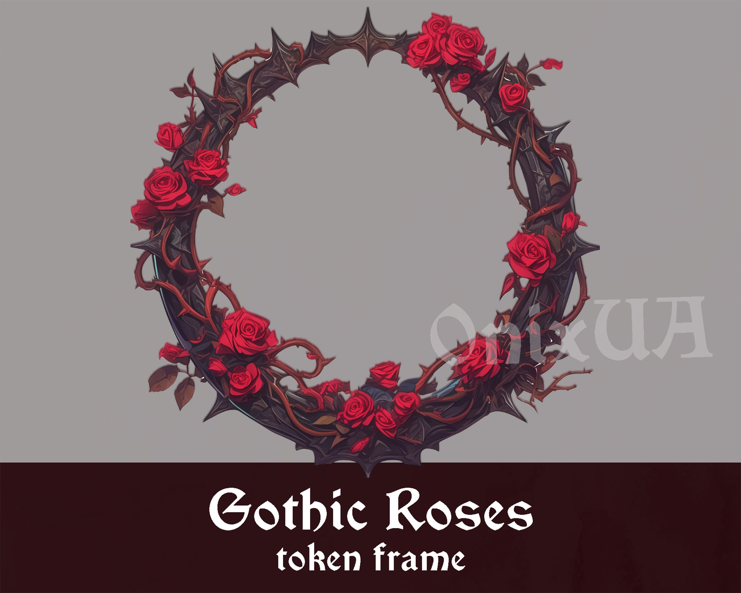 Gothic Red Roses D&D Token Frame. Digital Flowers Token Border for ...