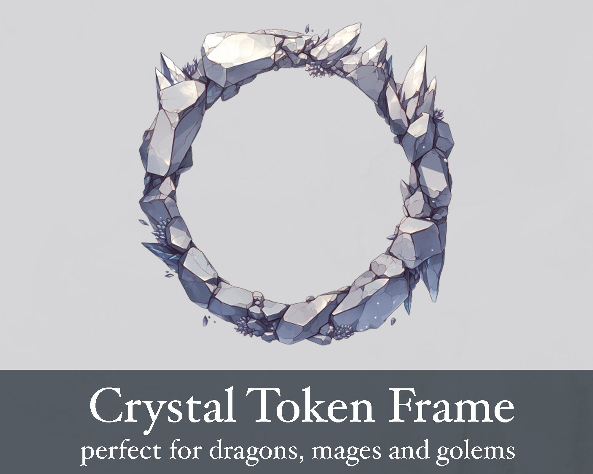 Crystal Stone Dragon / Wizard / Golem Token Frame. Digital Token for ...