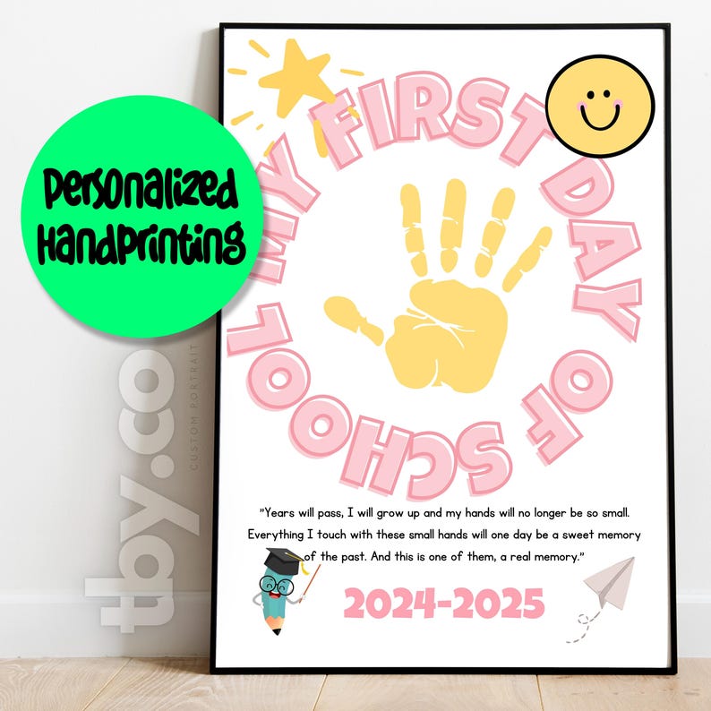 First Day of School Handprint Art, 1st Day Memory Keepsake ...