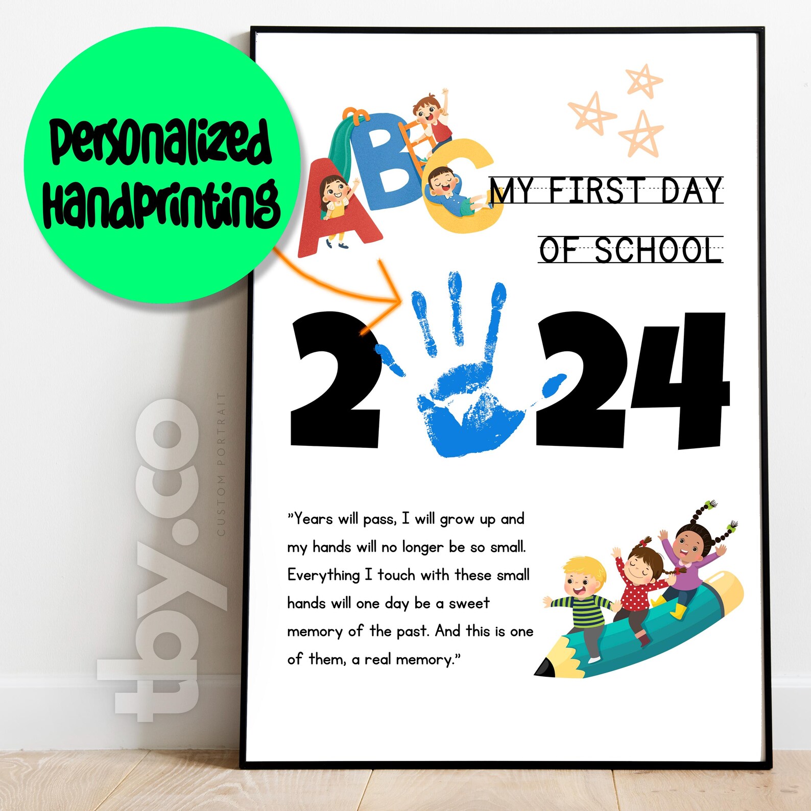First Day of School Handprint Art, 1st Day Memory Keepsake ...
