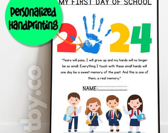 First Day of School Handprint Art, Kindergarten Preschool Handprint ...