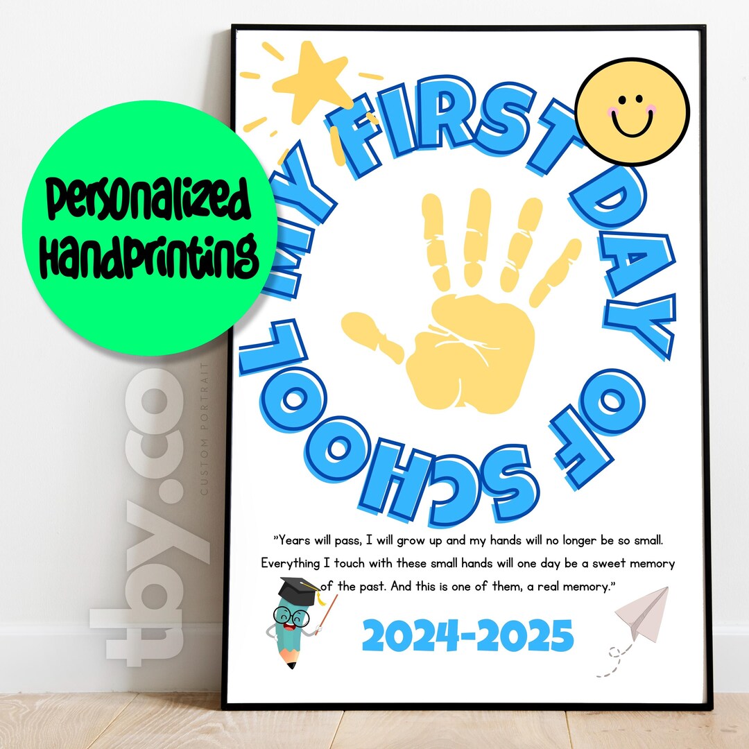 First Day of School Handprint Art, 1st Day Memory Keepsake ...