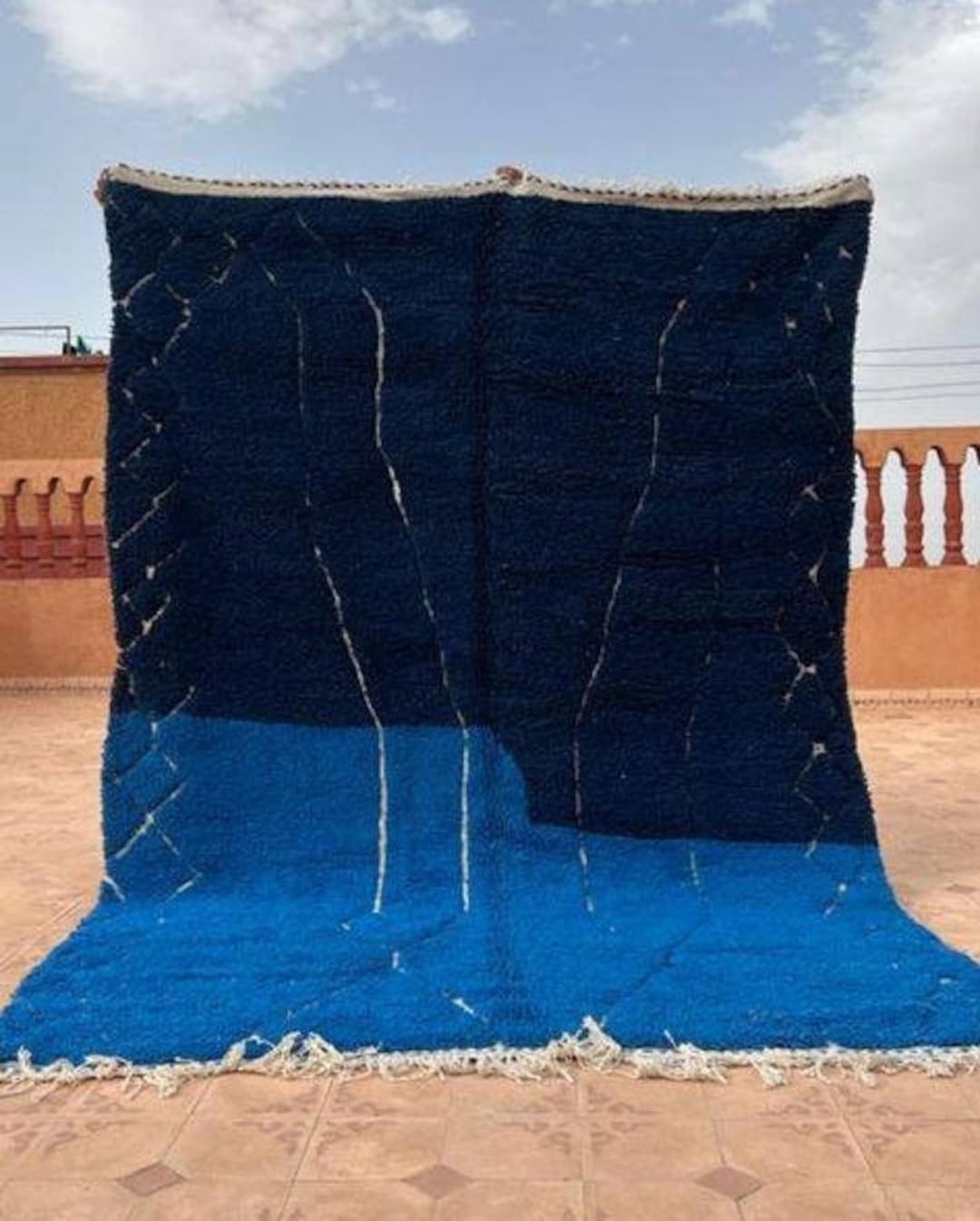 Blue Moroccan Rug - Berber Blue Rug - Custom Rug - Beni Ourain Rug ...