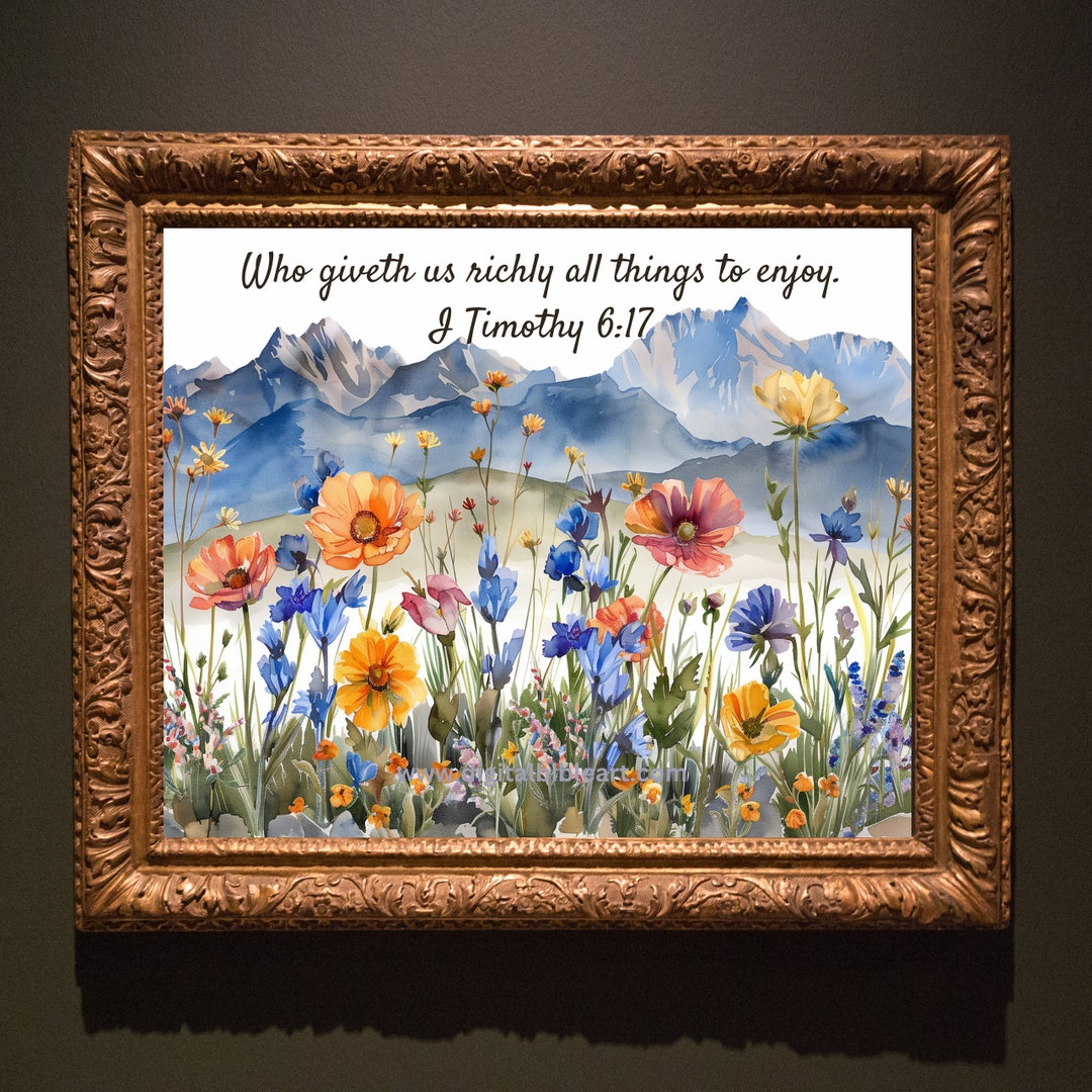 Personalized Bible Verse Canvas Print Wildflower Wall Art for a Vibrant ...