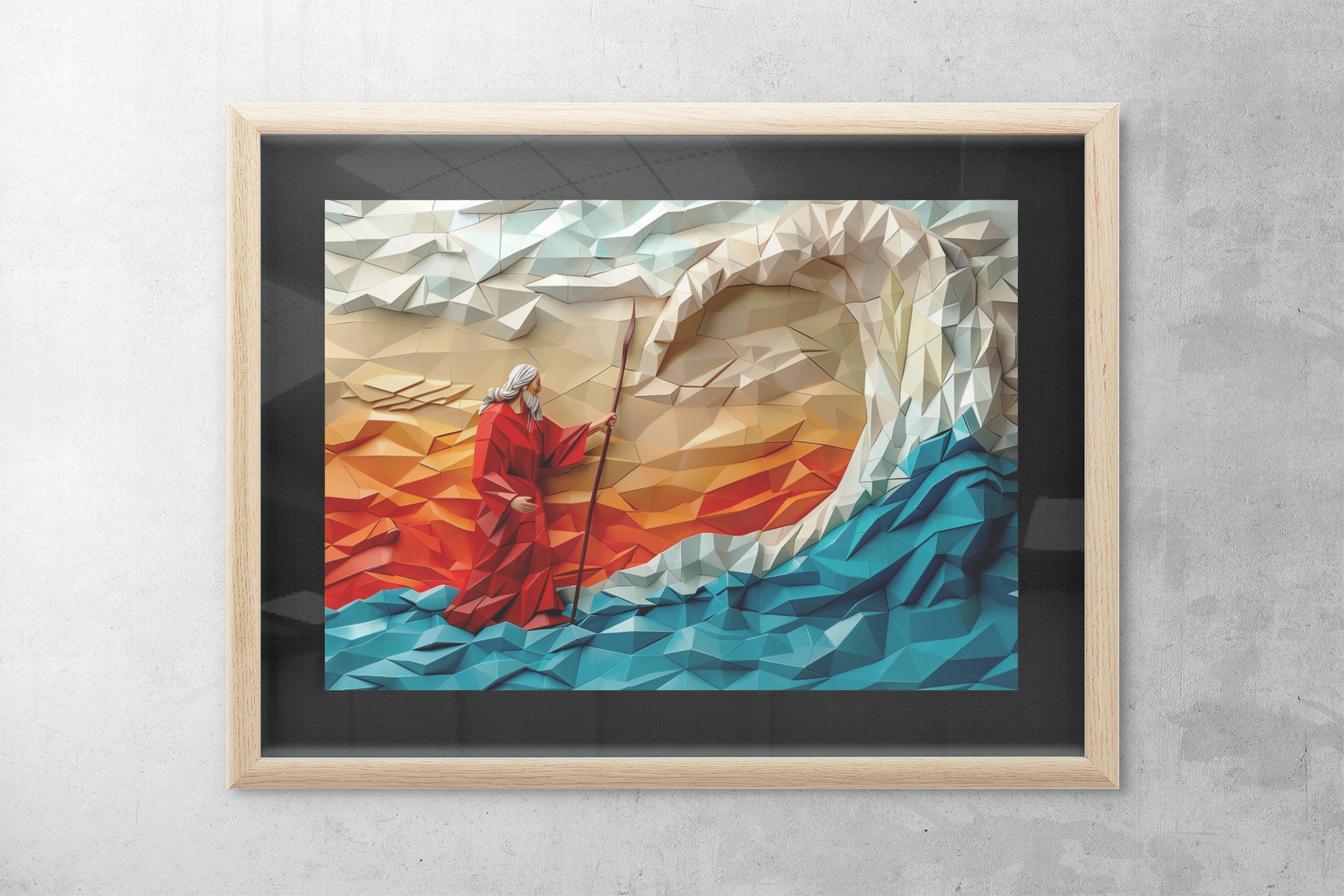 Moses Splitting Red Sea Artwork - Spiritual Home Décor - Instant Access ...