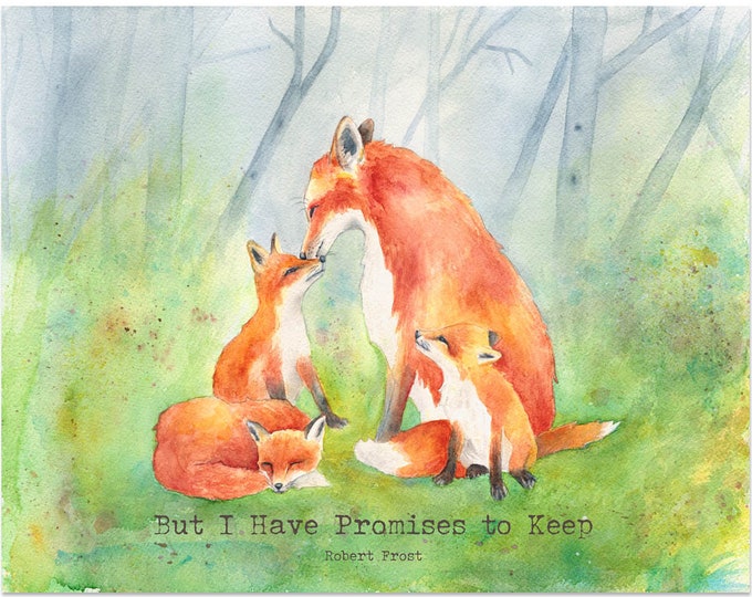 Red Fox Print with Text From My Fox Triology Inspired by Robert Frost's ...