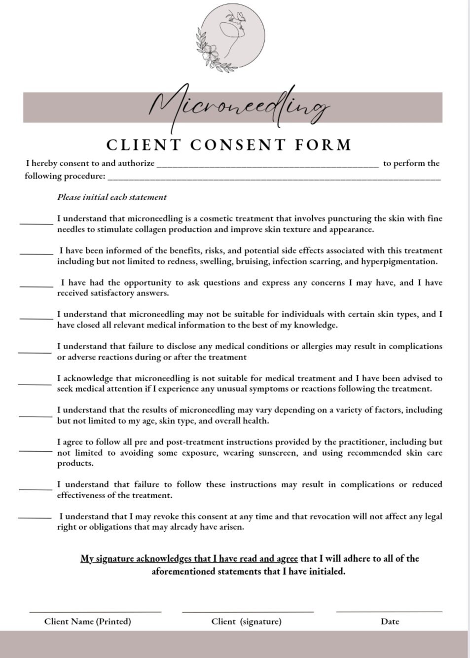 Microneedling Consent Forms - Etsy
