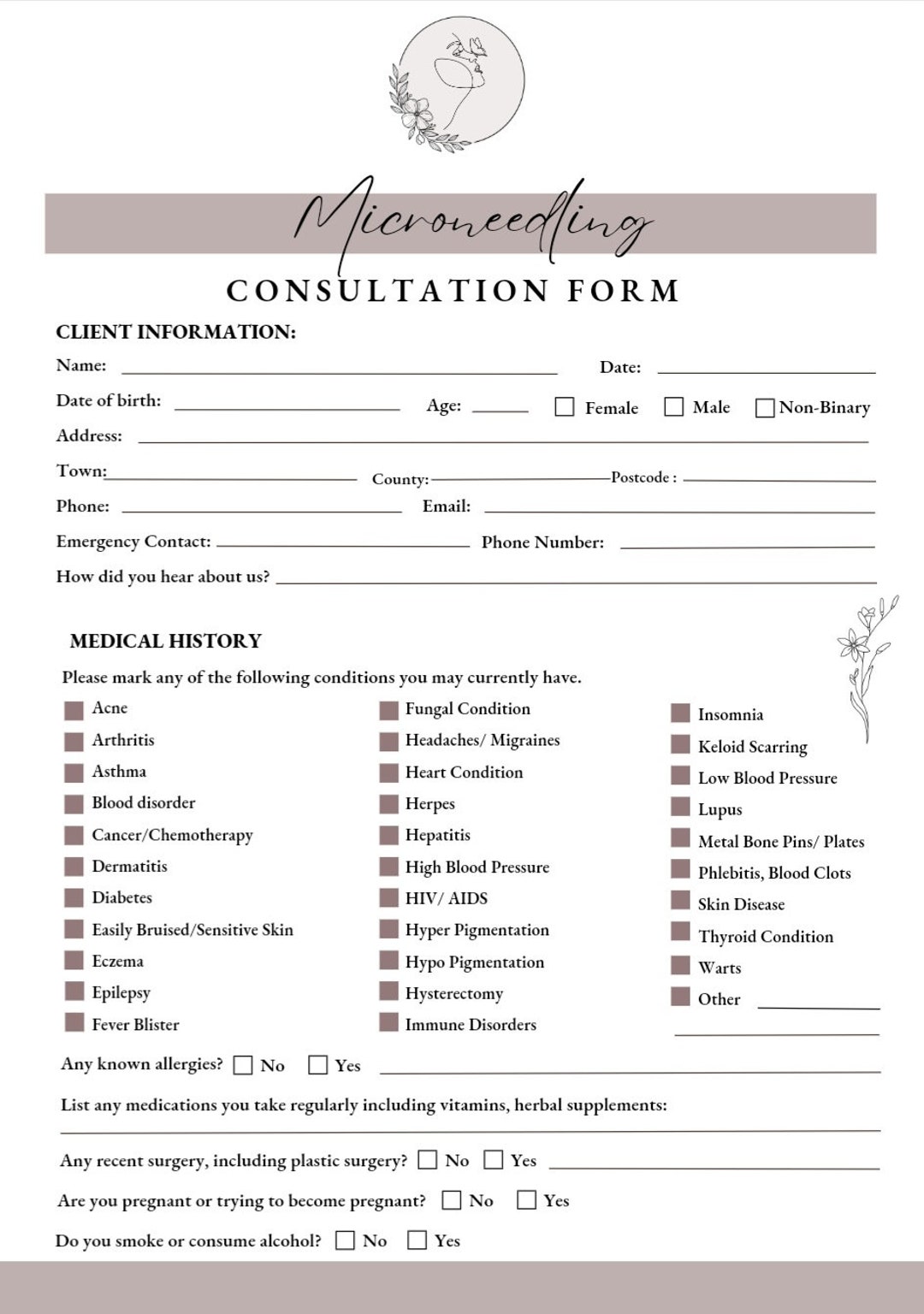 Microneedling Consent Forms - Etsy