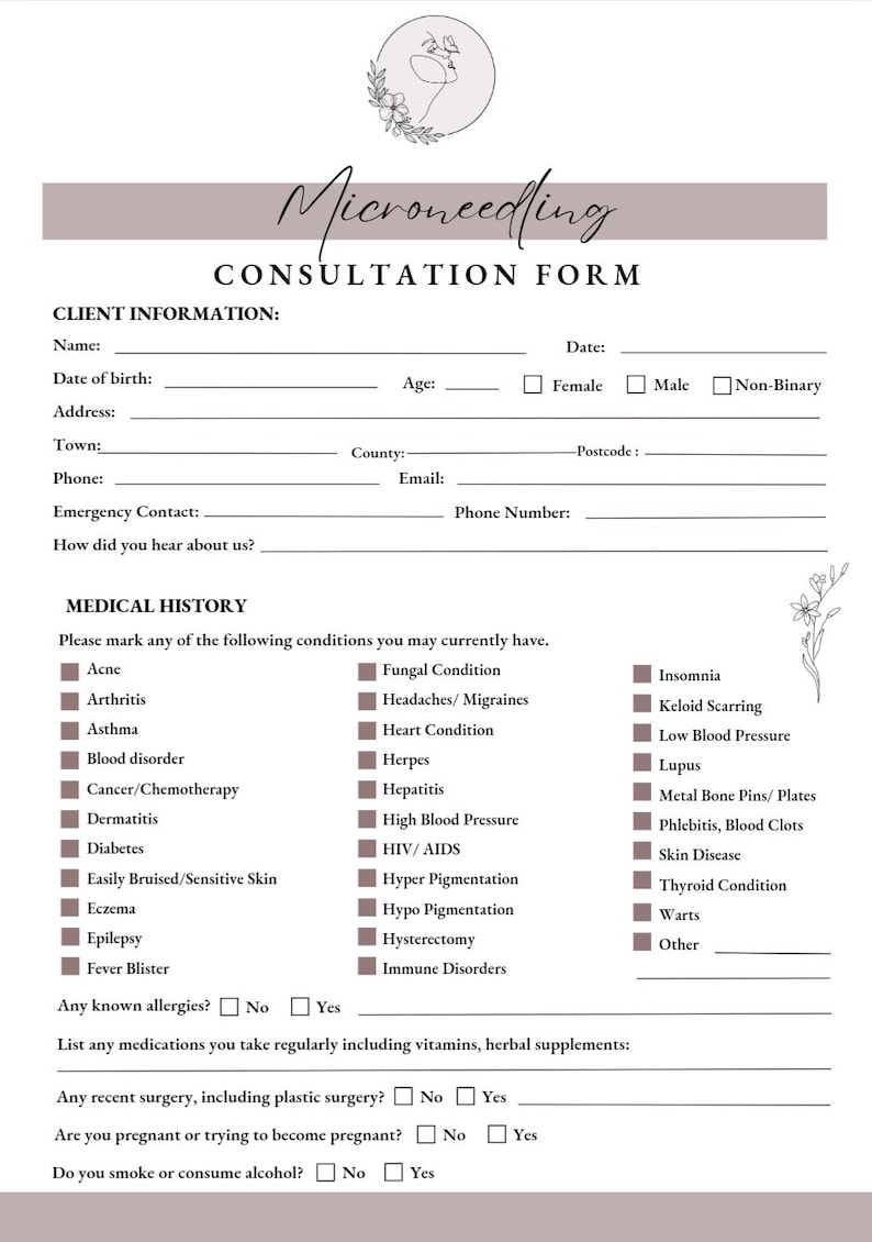Microneedling Consent Forms - Etsy