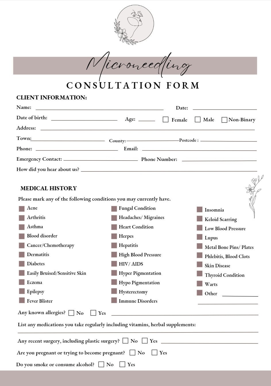 Microneedling Consent Forms - Etsy