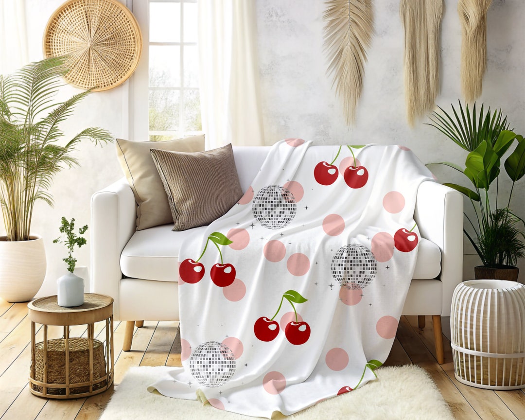 Cherry Blanket Cute Blanket Gift Bachelorette Blanket Gift for Bride ...