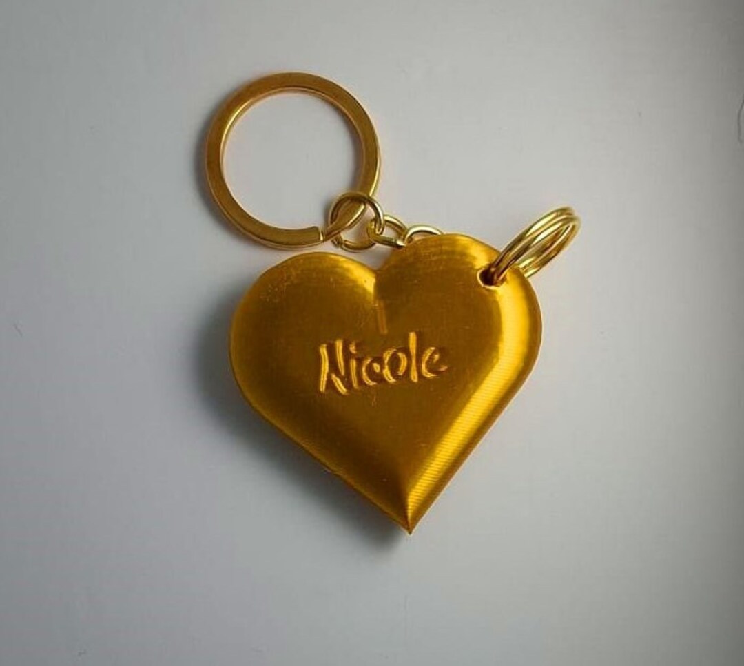 Personalized Heart Keychain Best Couple Half Gift 3D Heartshape ...