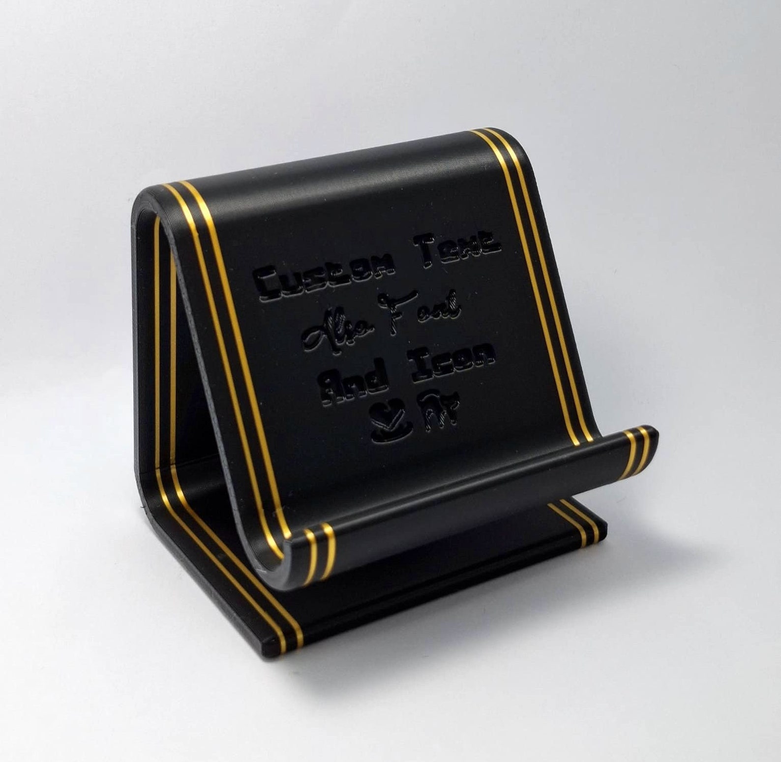 Personalized Cell Phone Stand Holder | Balck and Gold | With Custom ...