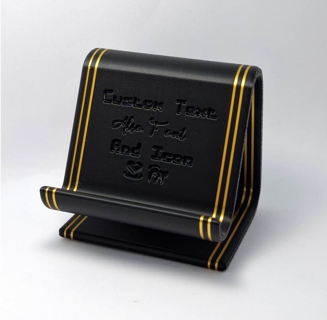 Personalized Cell Phone Stand Holder | Balck and Gold | With Custom ...
