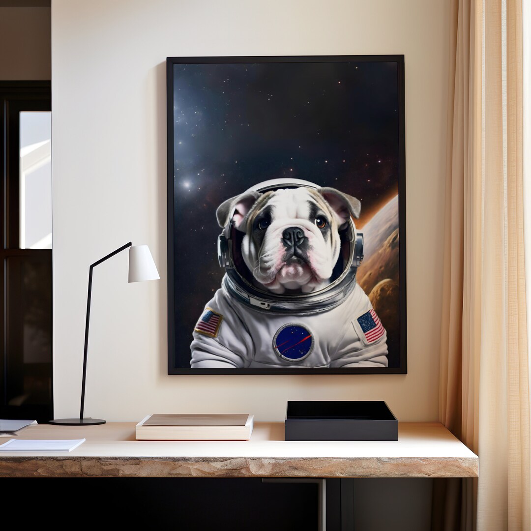 Astronaut Bulldog in Space Poster | Dog Exploring Universe | Wall Art ...