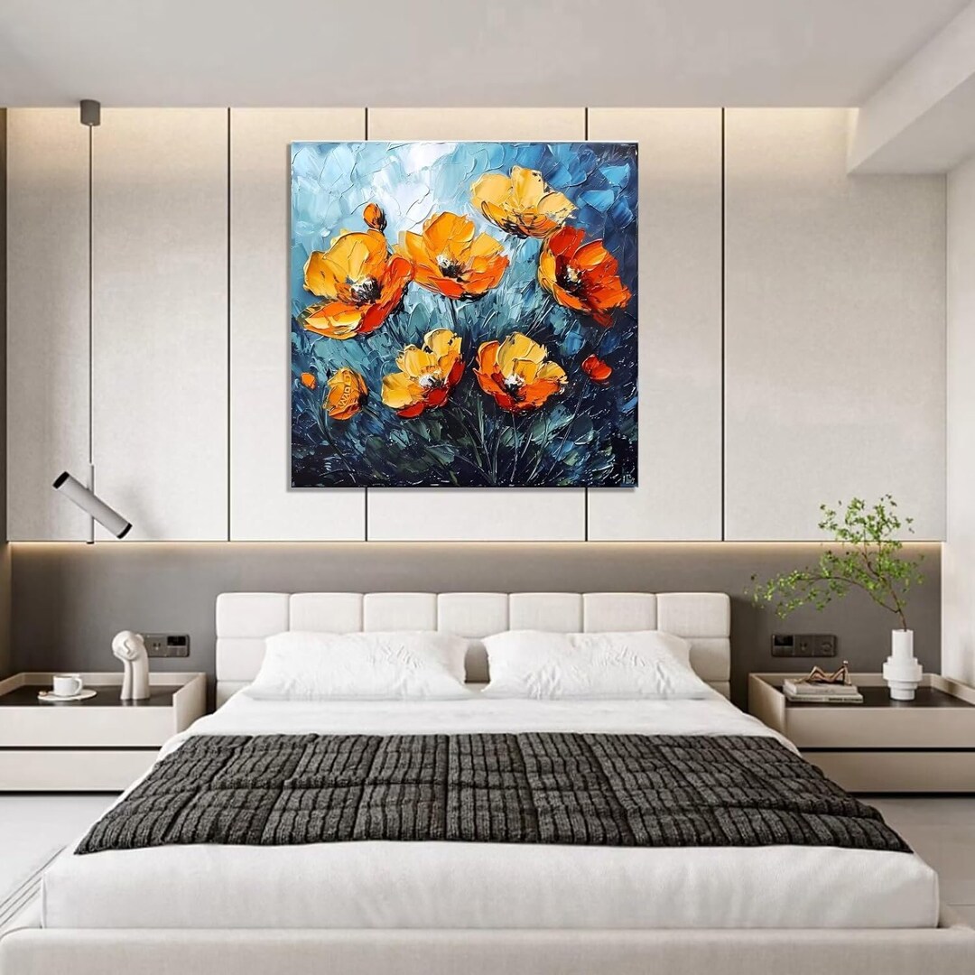 Flower Wall Art Wood Frame Wall Art Painting Printed Picture Canvas ...