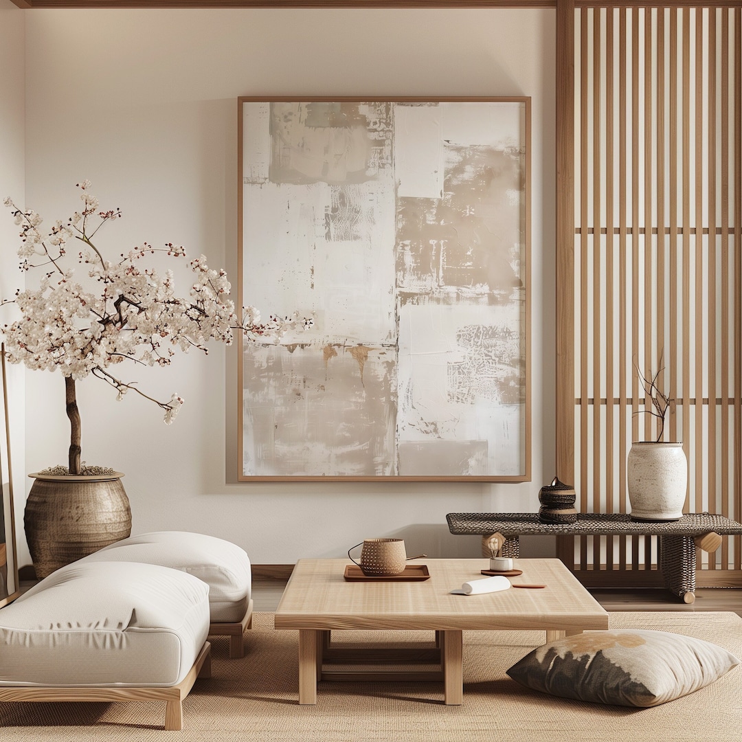 Japandi Design / Wabi Sabi Wall Art / Minimalist Painting / Beige ...