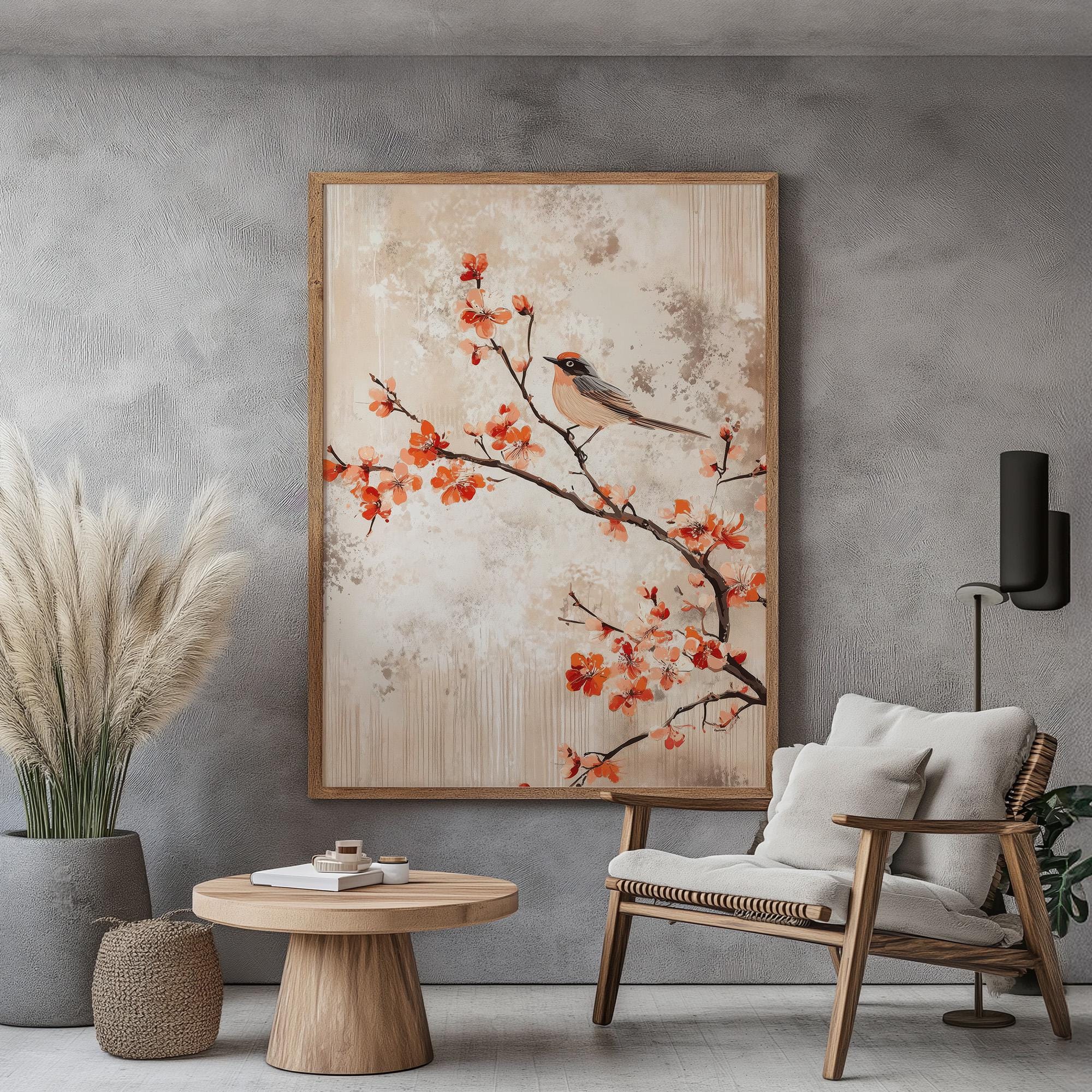 Japandi Design / Wabi Sabi Interior Wall Art / Bird Tree Wall Art ...