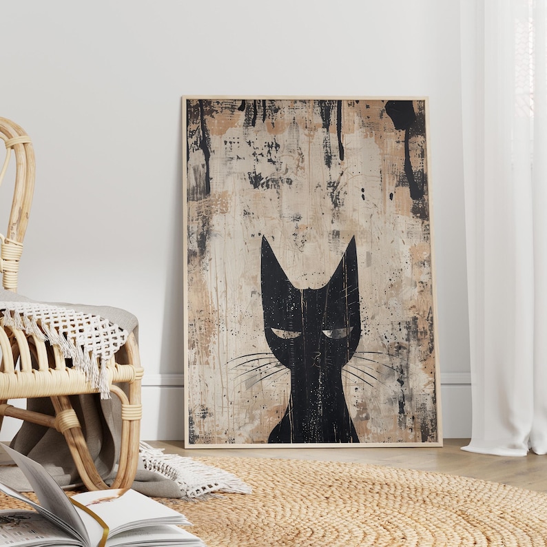 Wabi Sabi Interior Wall Art / Cat Poster / Japandi Design / Beige Art ...