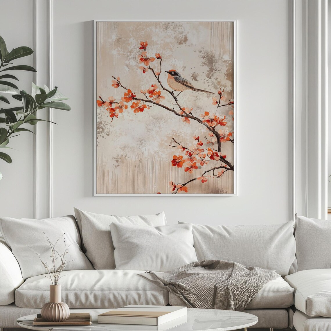 Japandi Design / Wabi Sabi Interior Wall Art / Bird Tree Wall Art ...