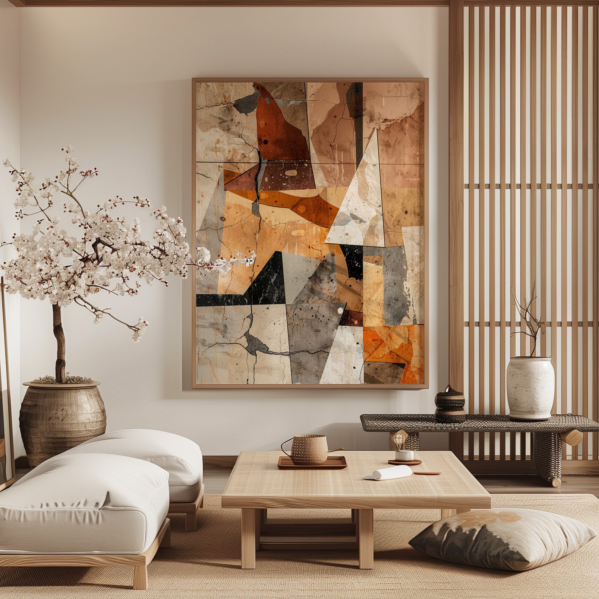 Japandi Mozaic Design / Wabi Sabi Wall Art / Geometric Shapes ...