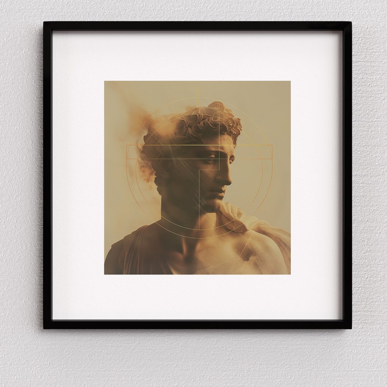 Greek God Abstract - Classical Bust Art Print - Modern Geometric Wall ...