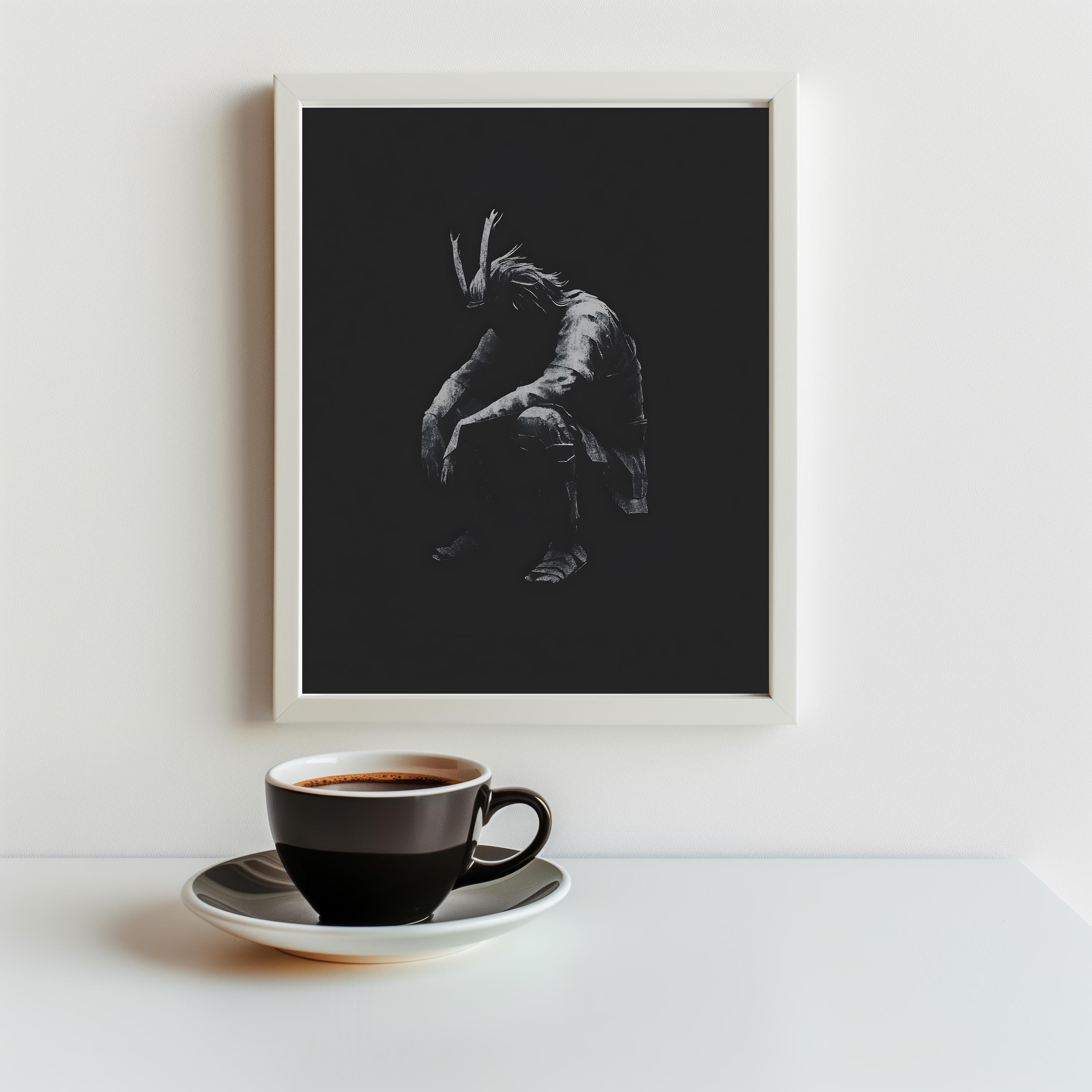 Dark Samurai Art Print | Mysterious Warrior Poster | Moody Black and ...