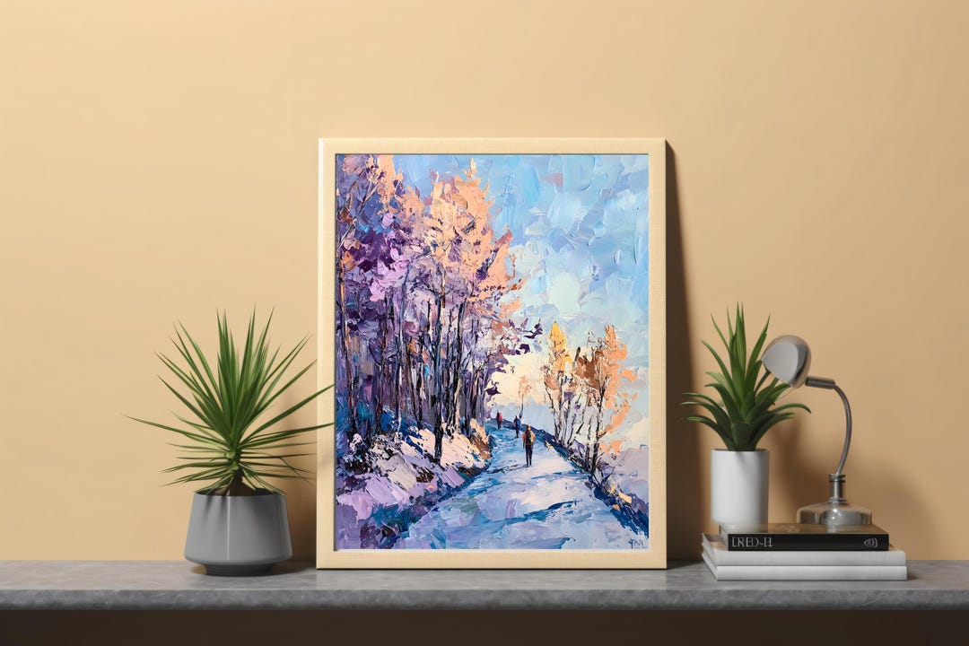 Impressionist Nature Walk Art Print – Serene Autumn Landscape Wall Art ...
