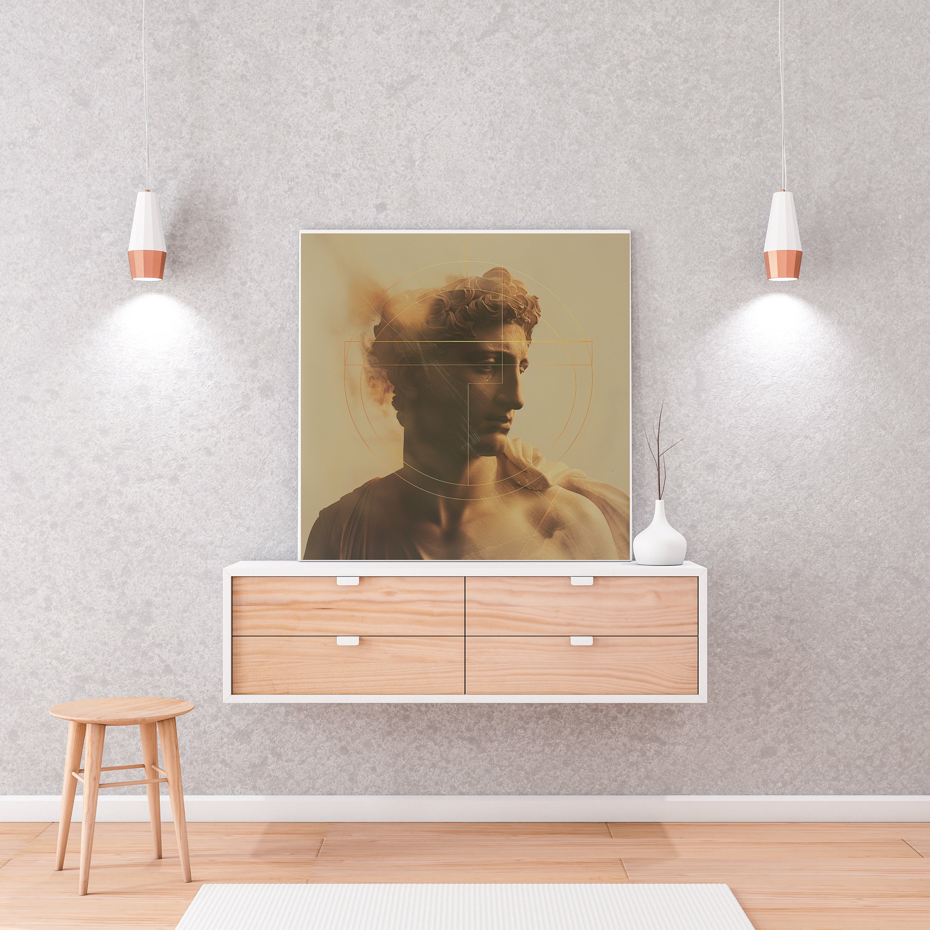 Greek God Abstract Classical Bust Art Print Modern Geometric Wall Decor ...