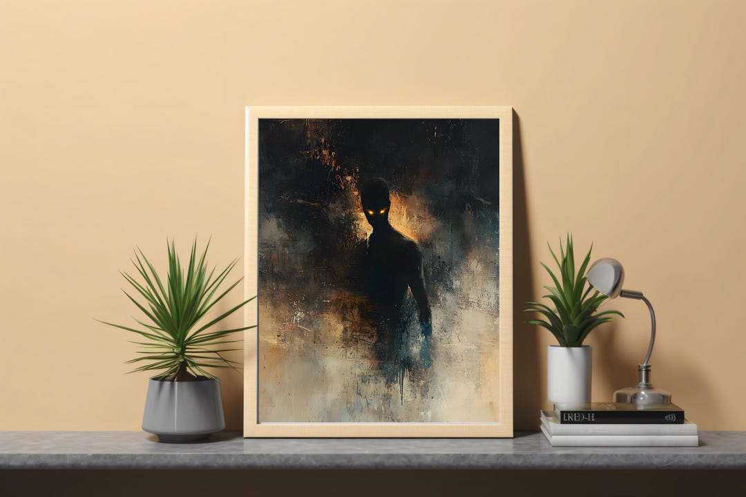 Dark Abstract Shadow Art – Mysterious Figure With Glowing Eyes ...