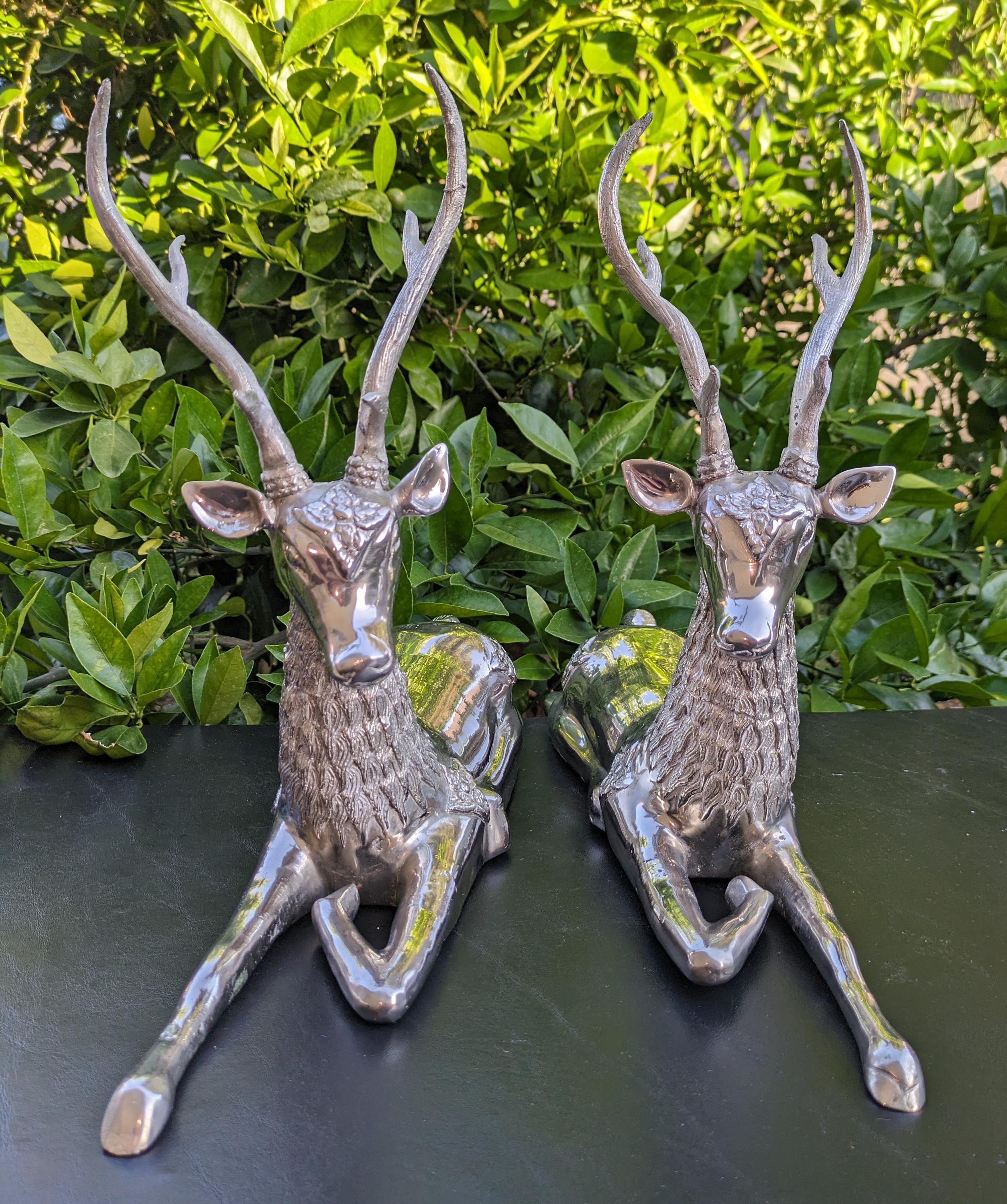 Vintage Reclining Deer-pair of Recumbent Deer-mid Century Modern Deer ...