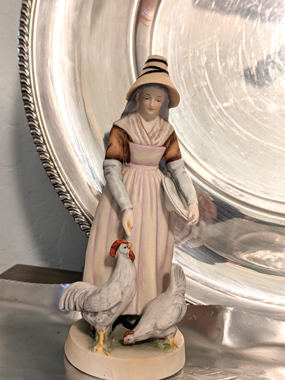 Andrea by Sadek-porcelain Women Feeding Chickens-602- 11 Inches ...