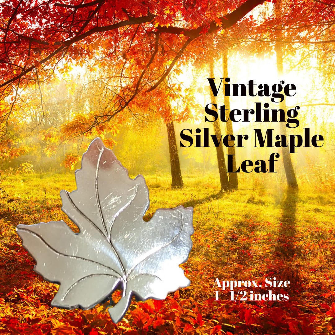 Vintage Sterling Silver Maple Leaf 1 1/2 Inches - Etsy