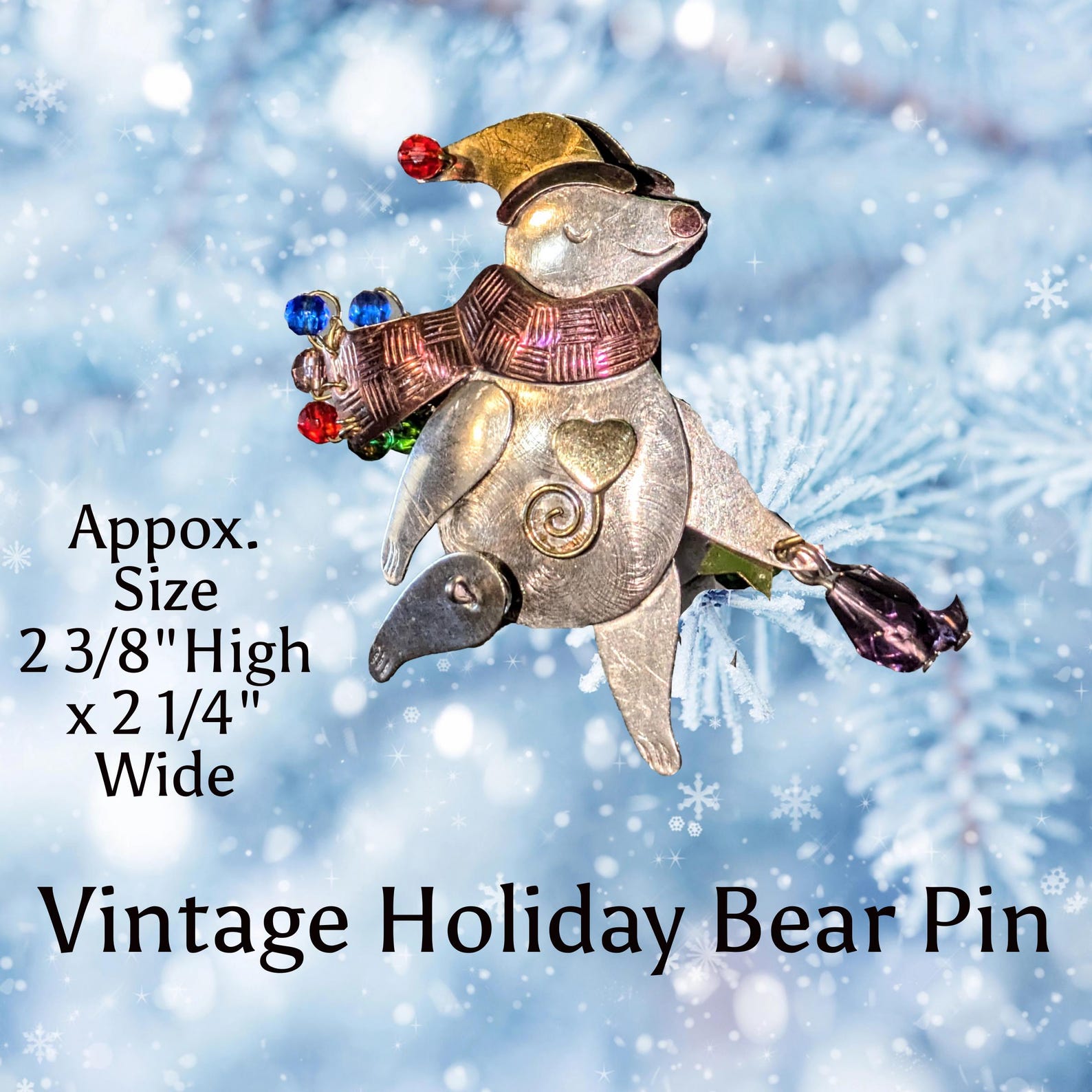 Vintage Holiday Teddy Bear Pin-christmas Bear-bear Jewelry-polar Bear ...