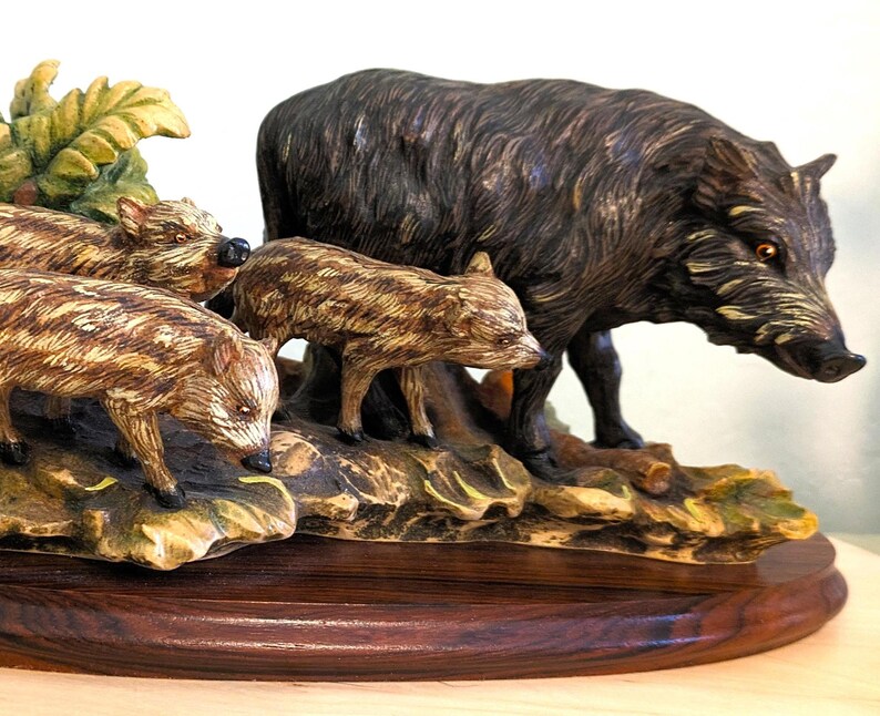 Anri Wood Carving Boar/sow With Young/piglets Gunther Granget-boar Gift ...