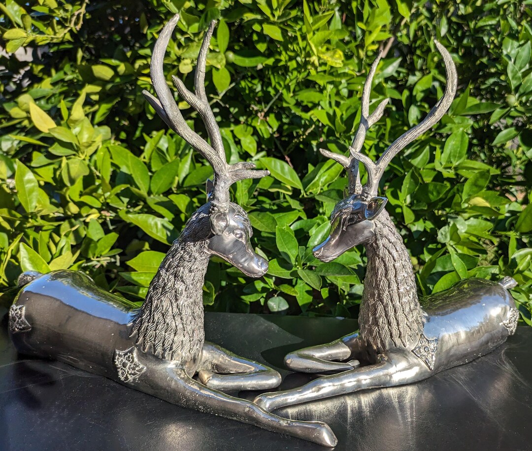 Vintage Reclining Deer-pair of Recumbent Deer-mid Century Modern Deer ...