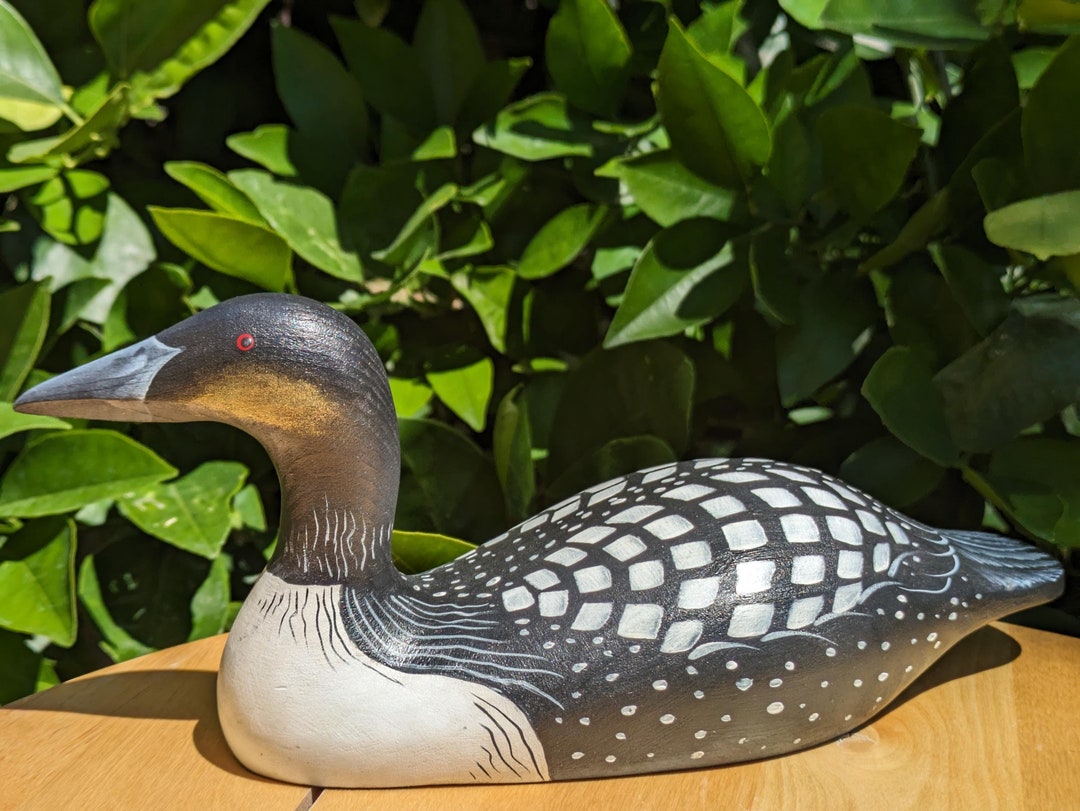 Vintage Hand Painted Wood Loon 10" -black and White Duck-water Fowl - Etsy