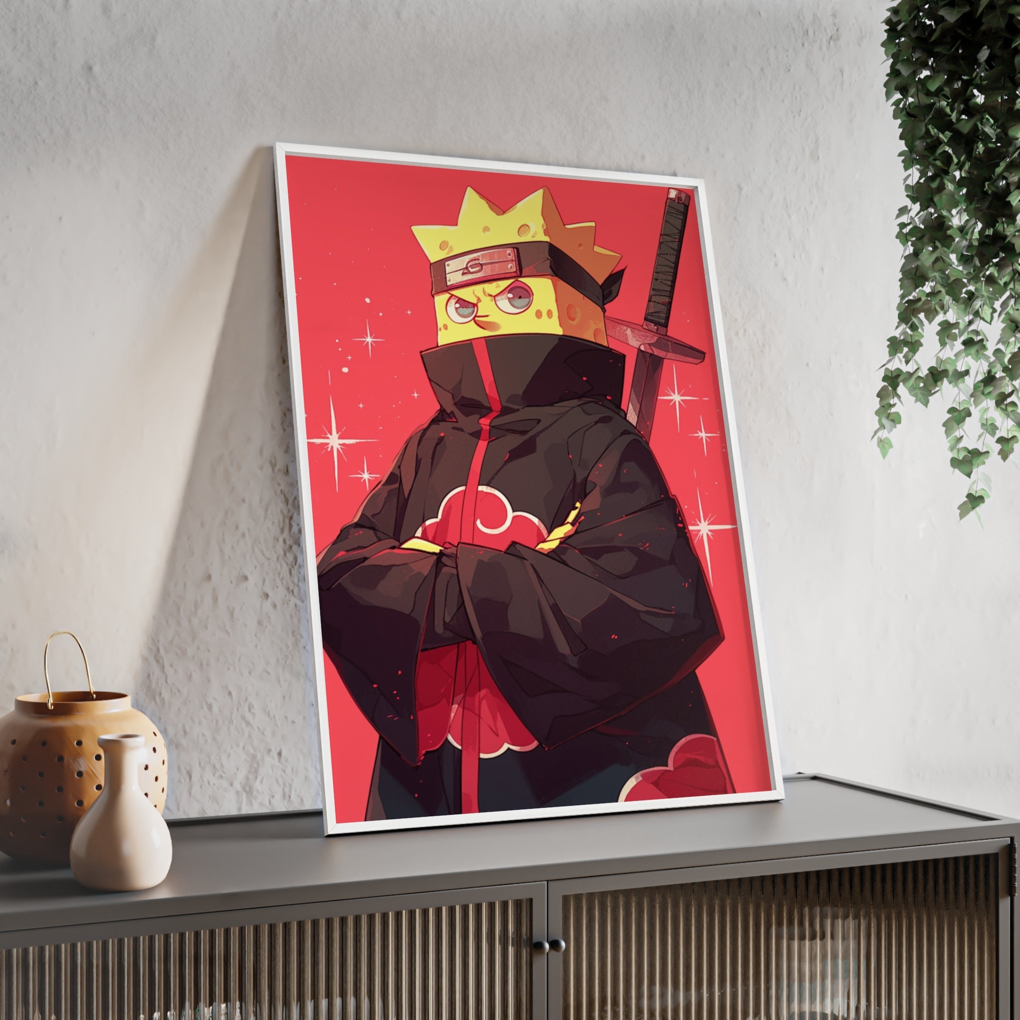 Spongebob Naruto Wall Art, Anime Wallart, Japanese Wall Art,akatsuki ...