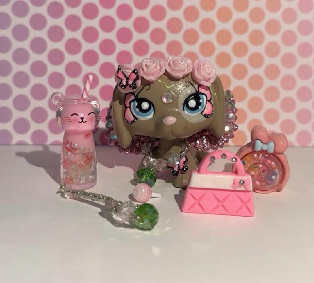 Littlest Pet Shop Custom Cute Fairy Pink Dachshund Dog Pretty LPS OOAK ...